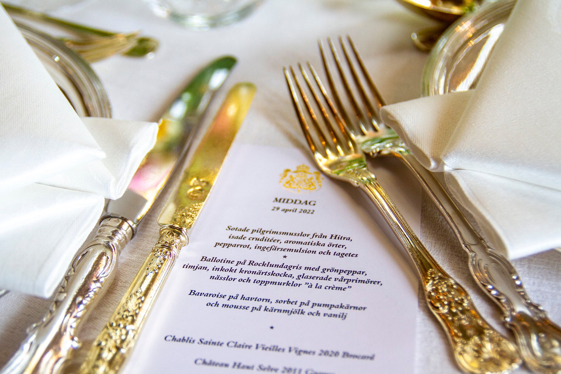 Menu du dîner royal – Noblesse & Royautés