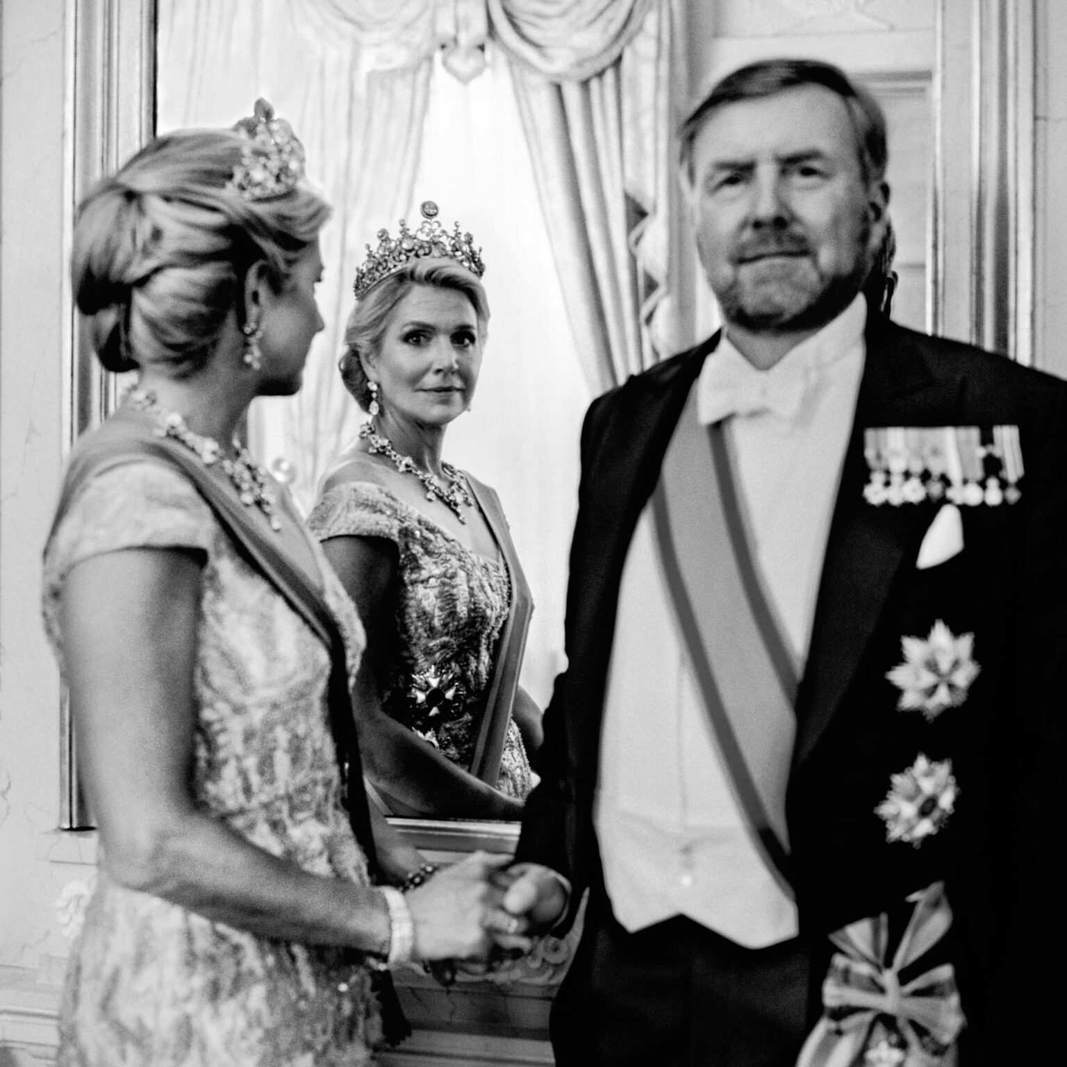 Portrait en noir et blanc de Willem Alexander et Maxima des Pays-Bas ...